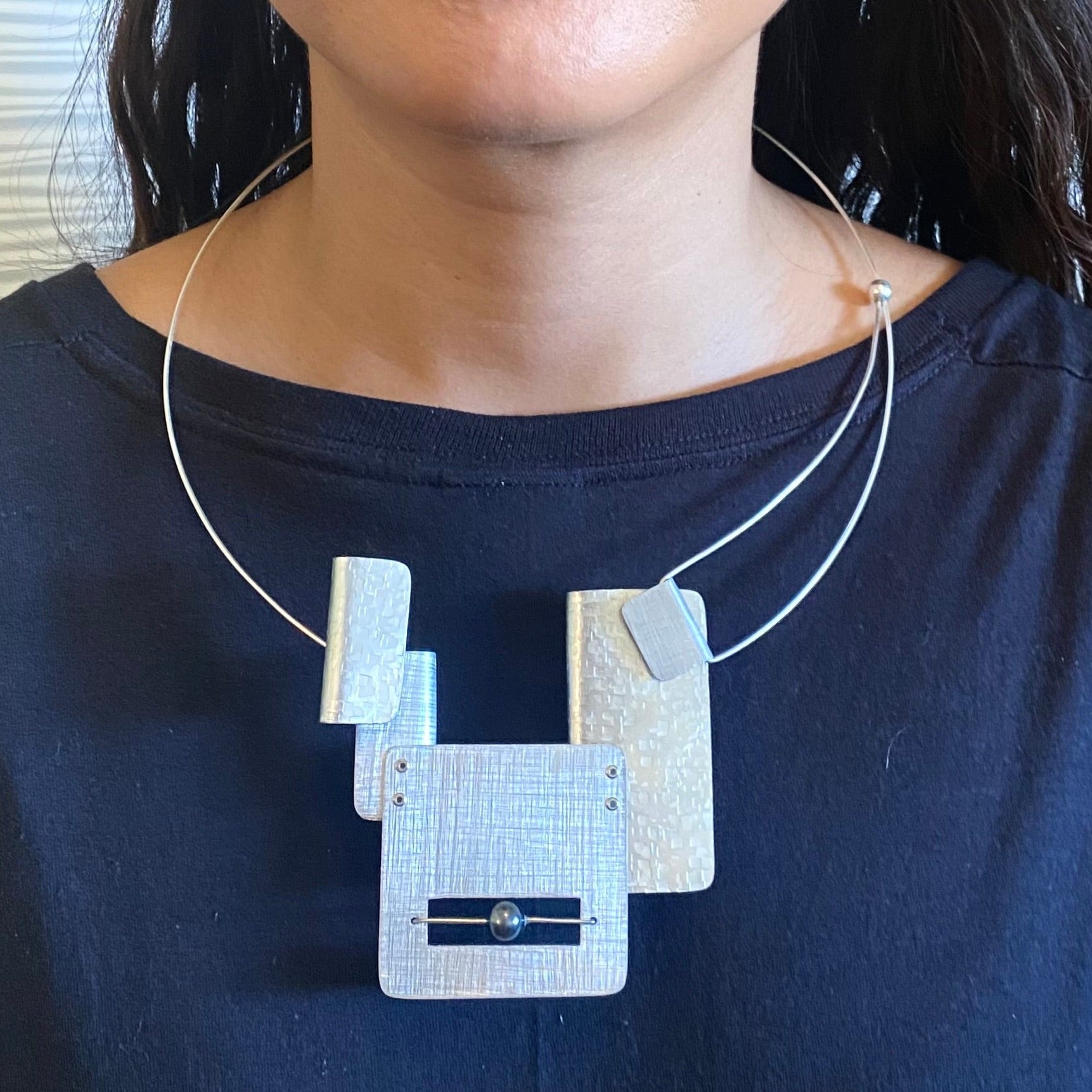BOOK 4 Metal Statement Necklace with Front Closure from the SCULPTURAL ...