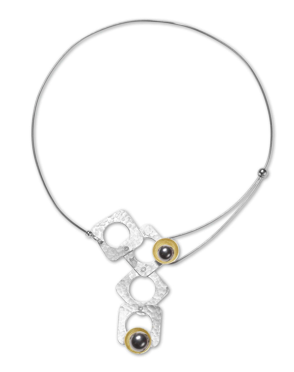 GROW Small Cubic Mixed Metal Necklace from the SCULPTURAL Collection w ...