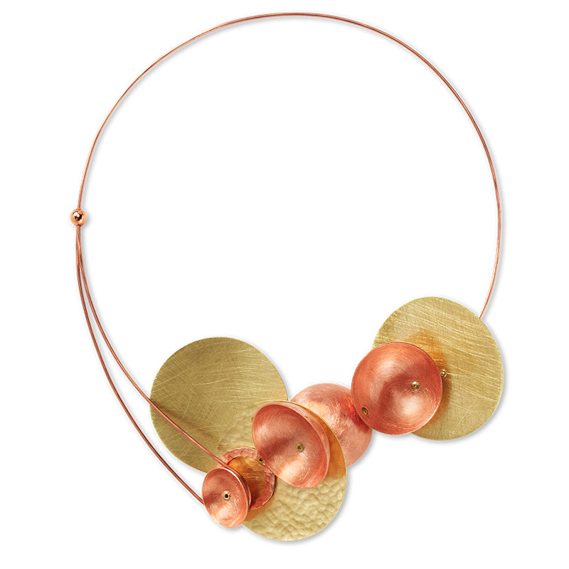 SKY Wow Factor Mixed Metal Structrual Statement Necklace with Front Cl ...